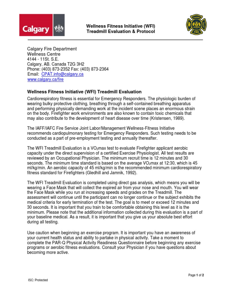 Wfi Treadmill Evaluation | PDF | Health Care | Medical Specialties