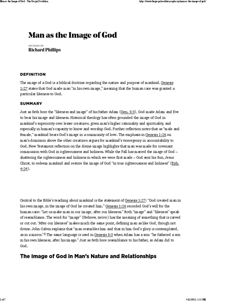 Man as God's Image: Nature and Purpose | PDF | Image Of God | God