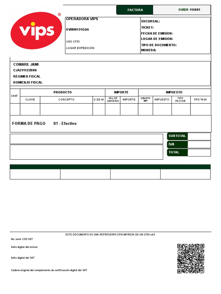 Operadora Vips: 601 - General de Ley Personas Morales 11560 | PDF | Economias | Pagos
