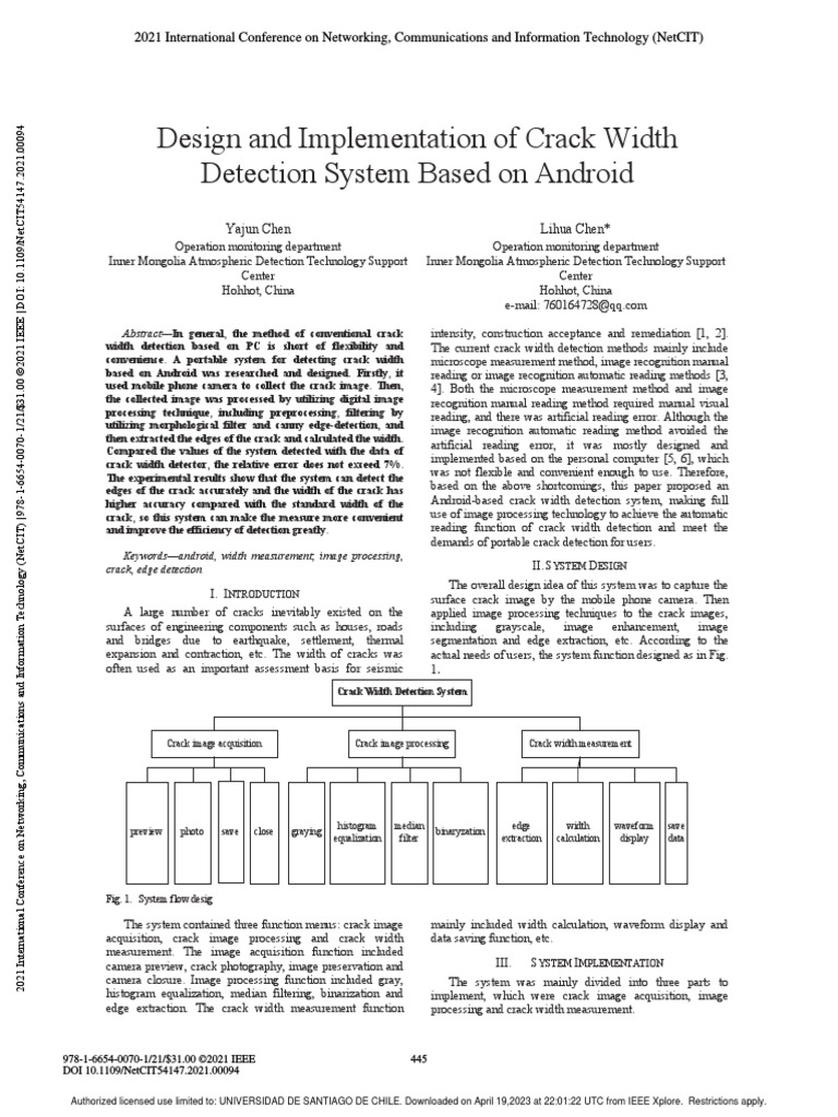 Design and Implementation of Crack Width Detection System Based On Android | PDF | Computer ...