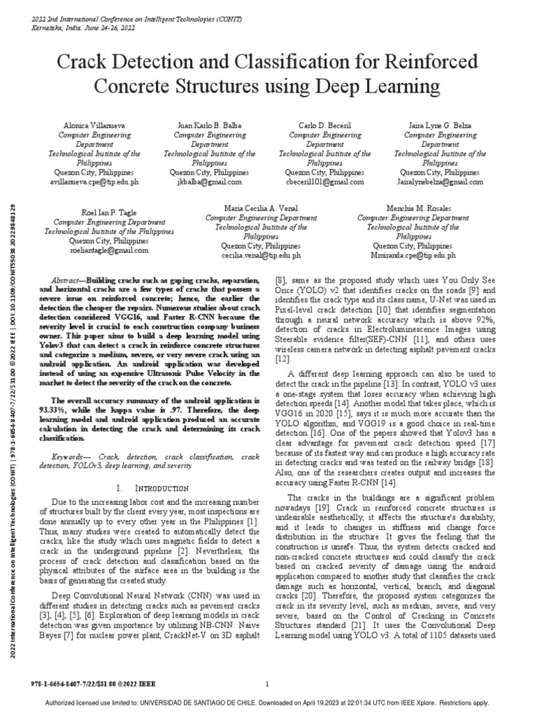 Crack Detection And Classification For Reinforced Concrete Structures