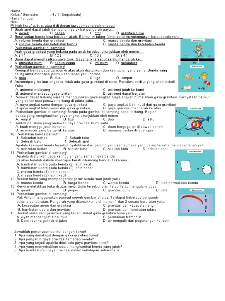 SOAL IPAS UNIT 3 KLS 4 PSP SMTR 2 | PDF