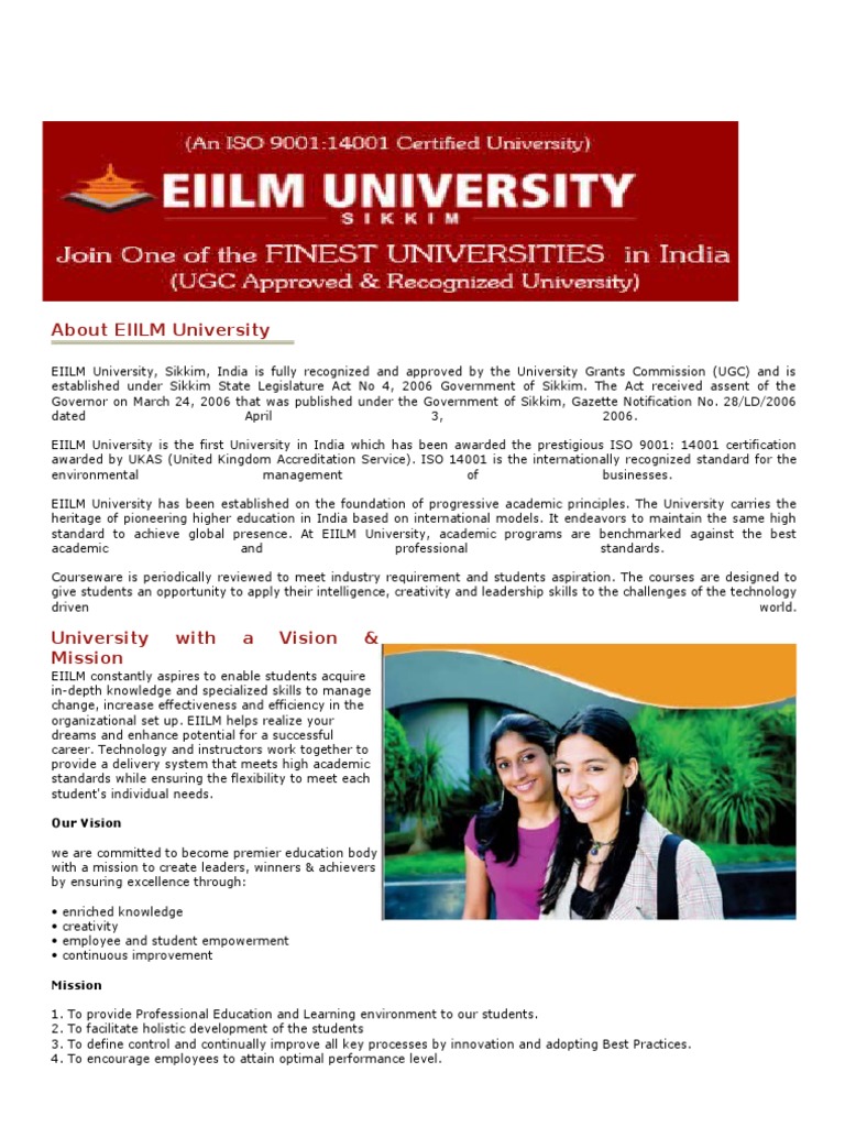 About EIILM University | PDF | Business