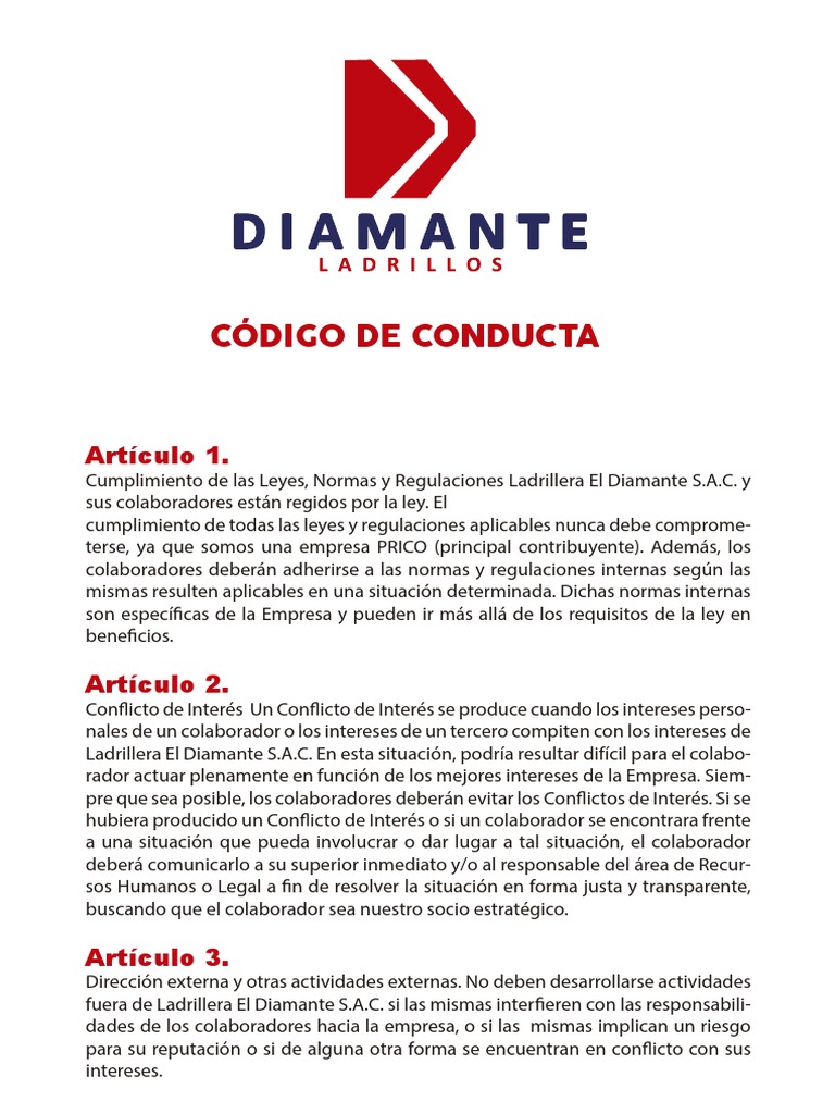 Codigo de Conducta | PDF | Gestión de recursos humanos | Comportamiento