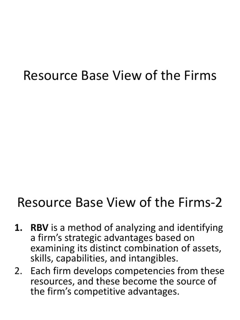 Resource Base View of The Firms | PDF | Resource | Strategic Management