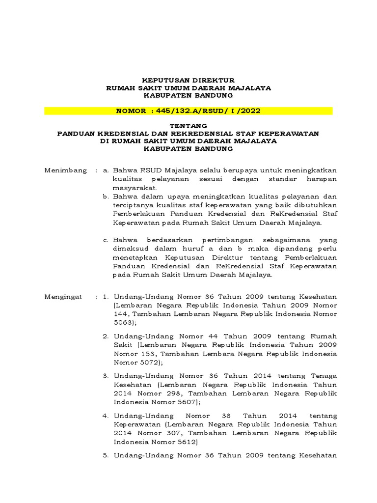 SK Pemberlakuan Panduan Kre & Rekredensial | PDF