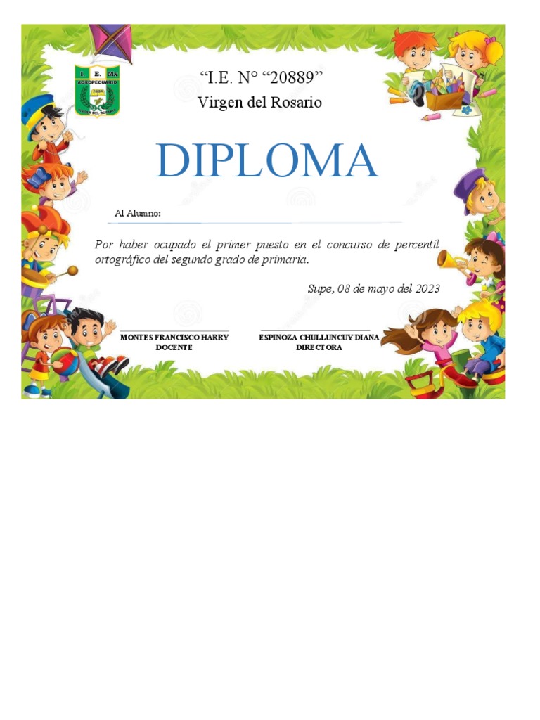Diploma por Primer Puesto en Ortografía | PDF