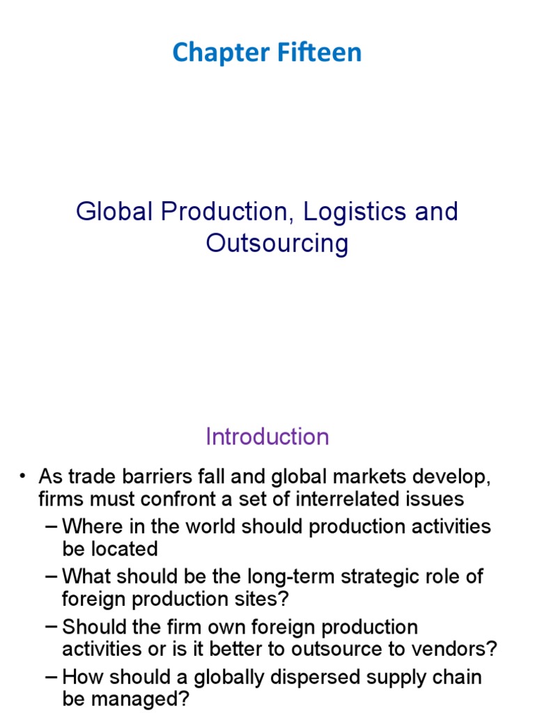 CH 15 Global Production (1) N | PDF | Six Sigma | Supply Chain