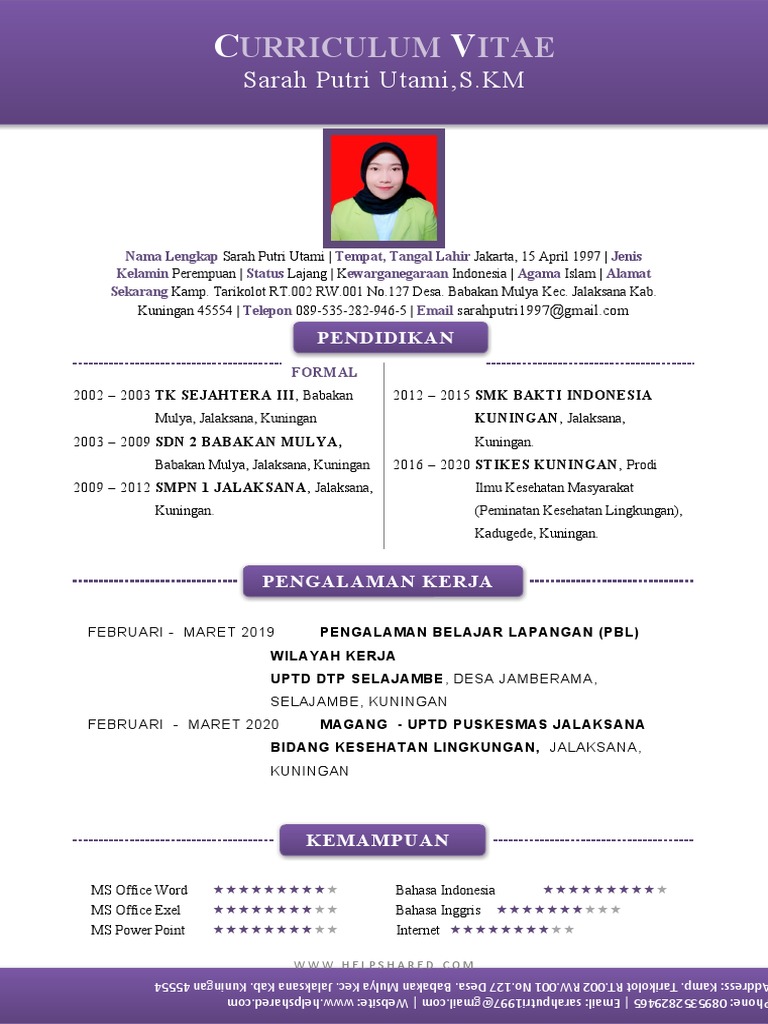 CV Sarah Putri Utami | PDF