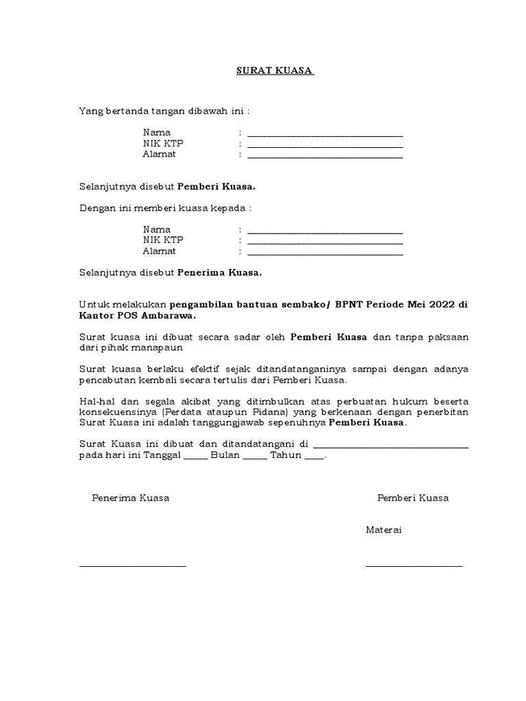 Format Surat Kuasa | PDF