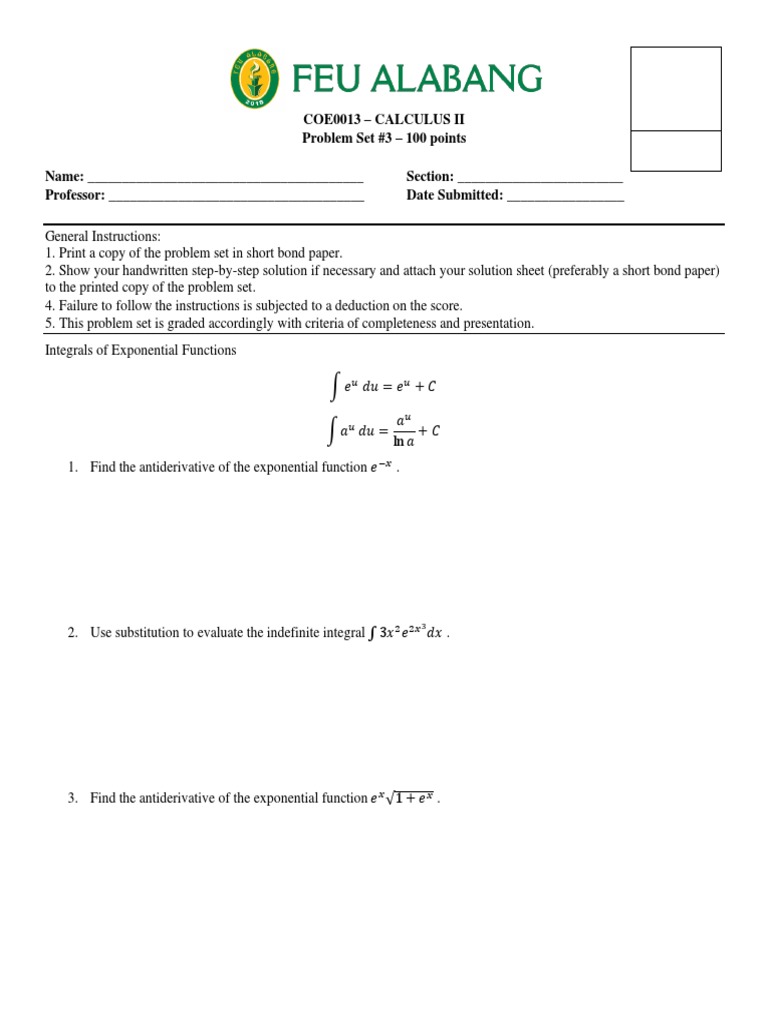 ProbSet #3 COE0013 | PDF | Integral | Special Functions