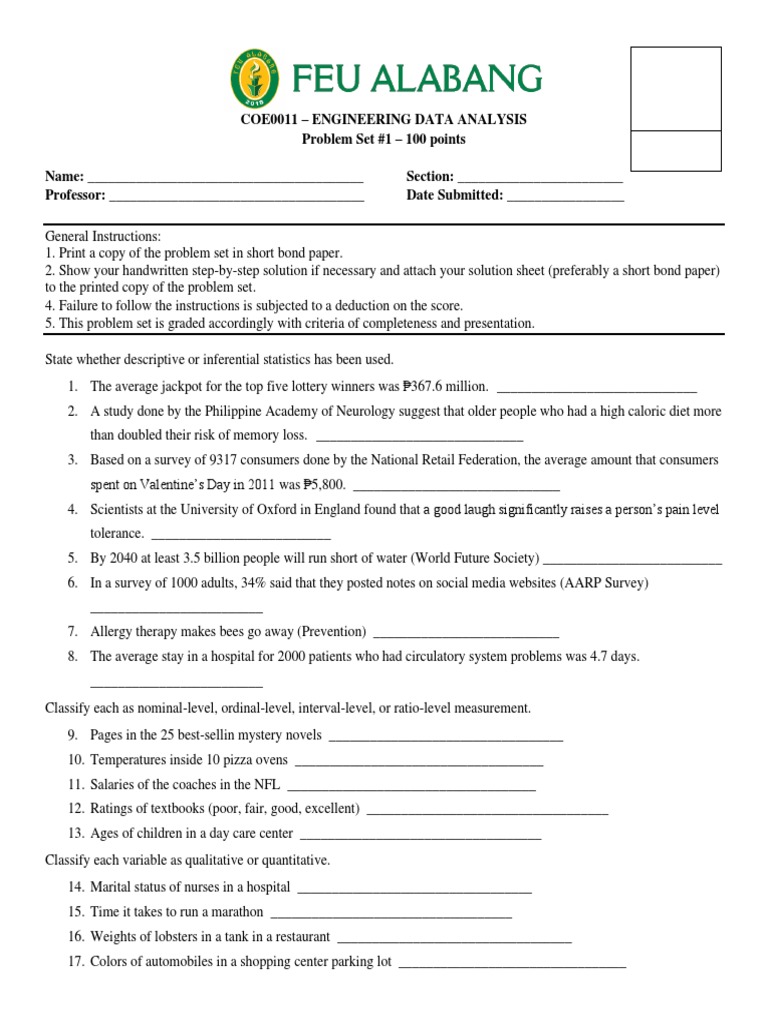 COE0011 ProbSet #1-1 | PDF