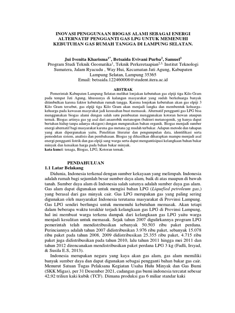 Betsaida.122460008, Samuel.122460009, Jui.122230004 - Inovasi Penggunaan Biogas Pengganti LPG ...