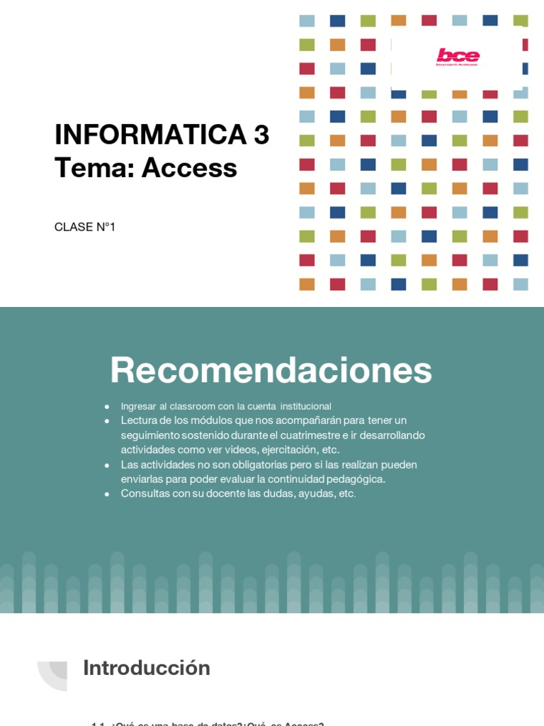 Introducción a Microsoft Access y Bases de Datos | PDF | Bases de datos ...