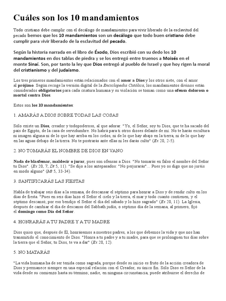 Cuáles Son Los 10 Mandamientos | PDF | Diez Mandamientos | Creencia religiosa y doctrina