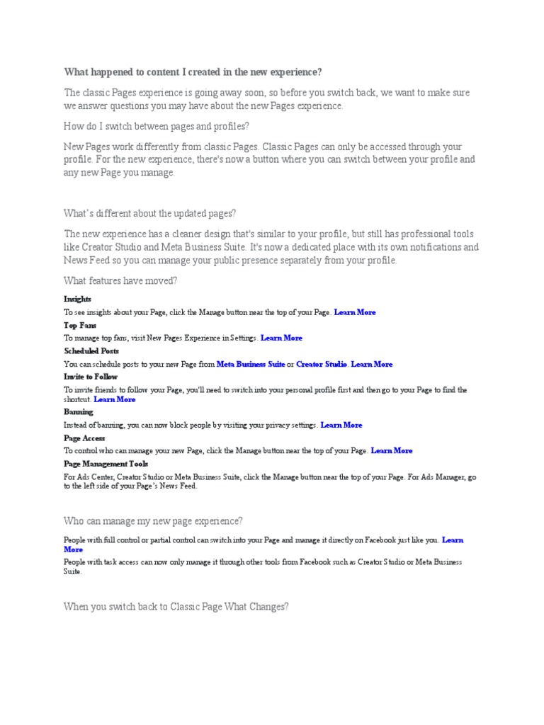 Understanding Facebook's New Page Experience | PDF | Facebook | Web 2.0