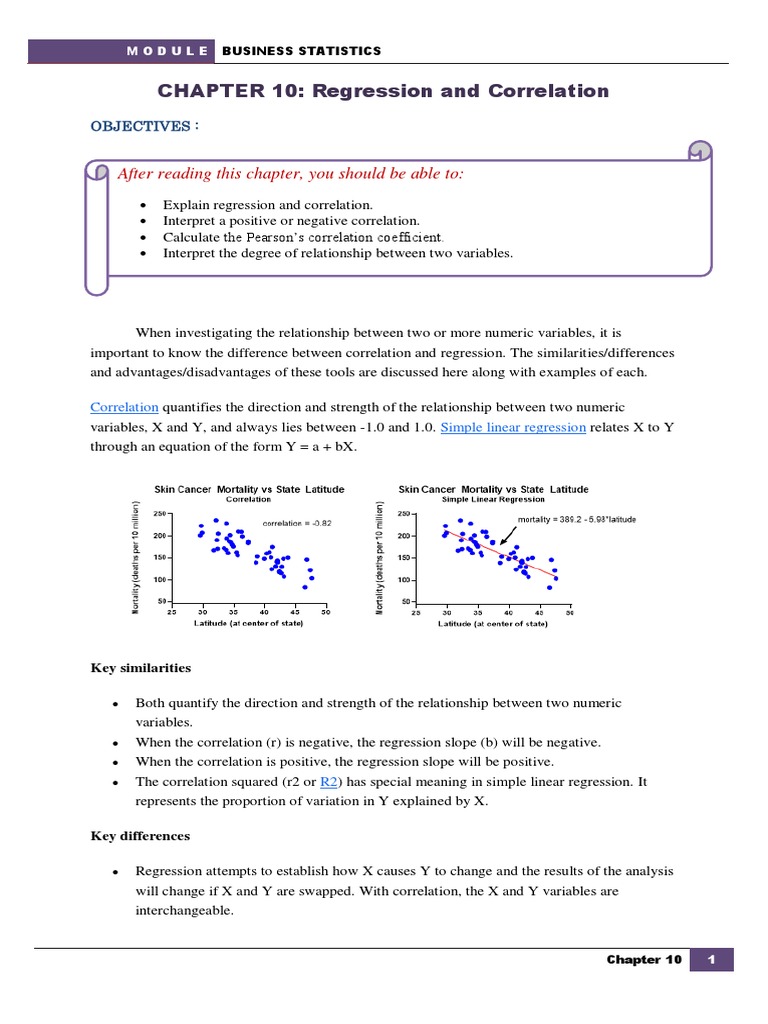 Regression and Correlation Guide | PDF | Statistical Significance ...