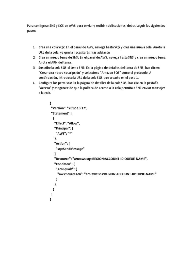 Configurar SNS y SQS en AWS | PDF
