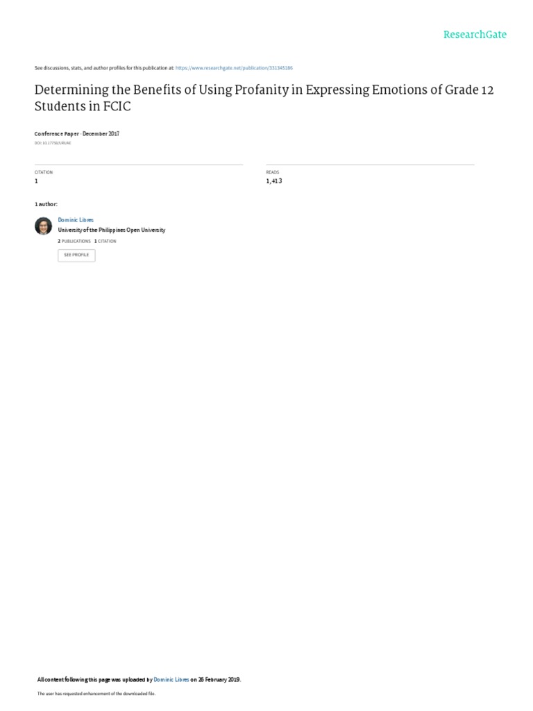 Benefits of Profanity in Student Emotions | PDF | Profanity | Attitude ...