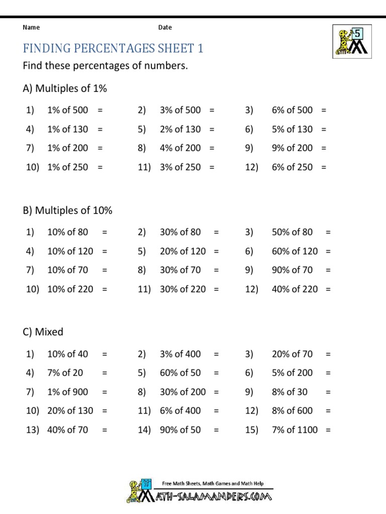 Find Percentages 1 | PDF
