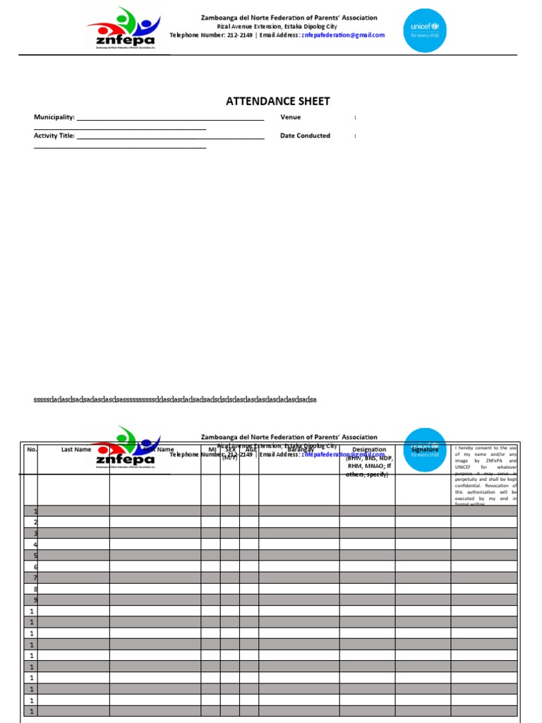 Attendance Sheet MUAC, Family MUAC | PDF | Health Care