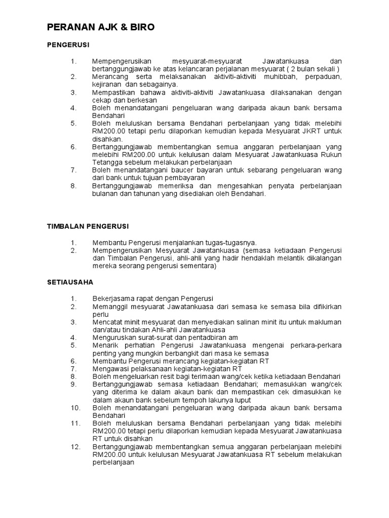 Peranan Ajk KRT | PDF