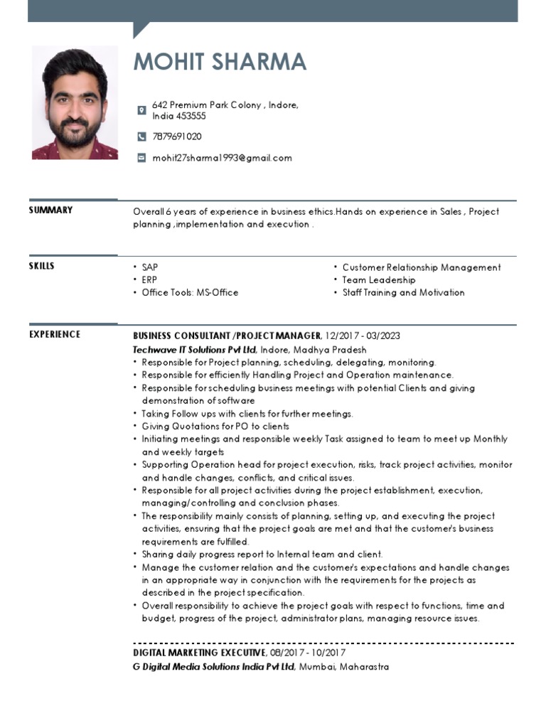 Mohit Sharma Resume | PDF | Sales | Business