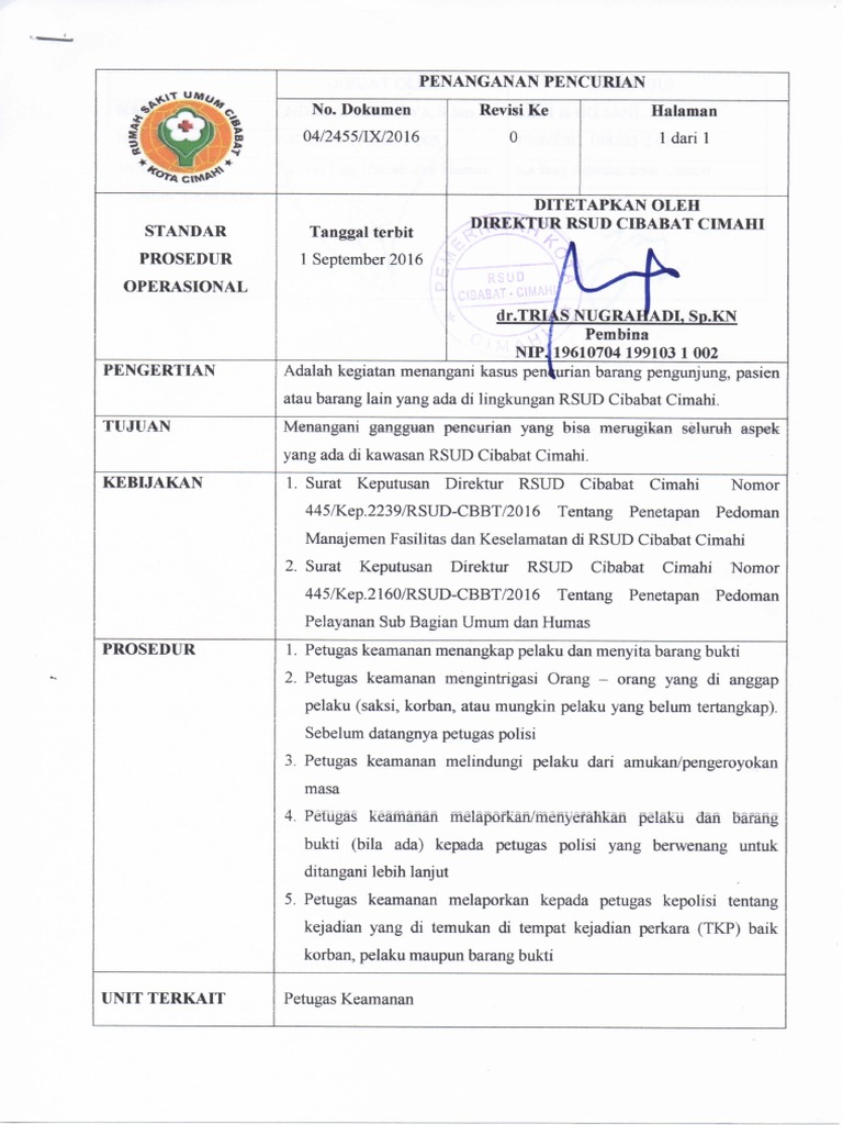 Spo Penanganan Pencurian | PDF