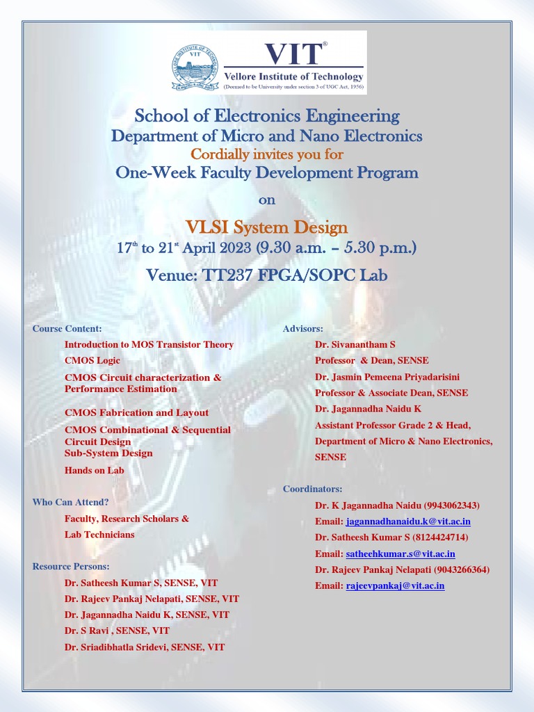 FDP On VLSI System Design-Invitation | PDF