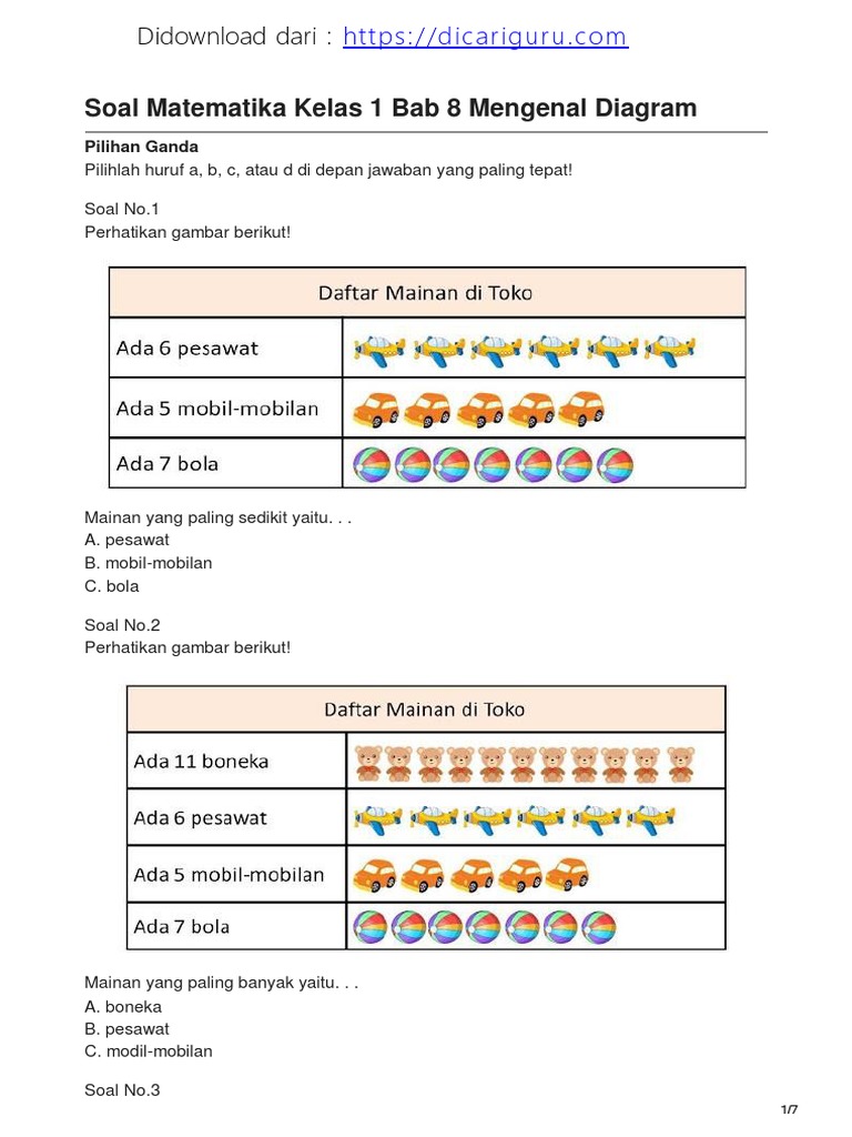Soal Matematika Kelas 1 Bab 8 Mengenal Diagram - 2 | PDF