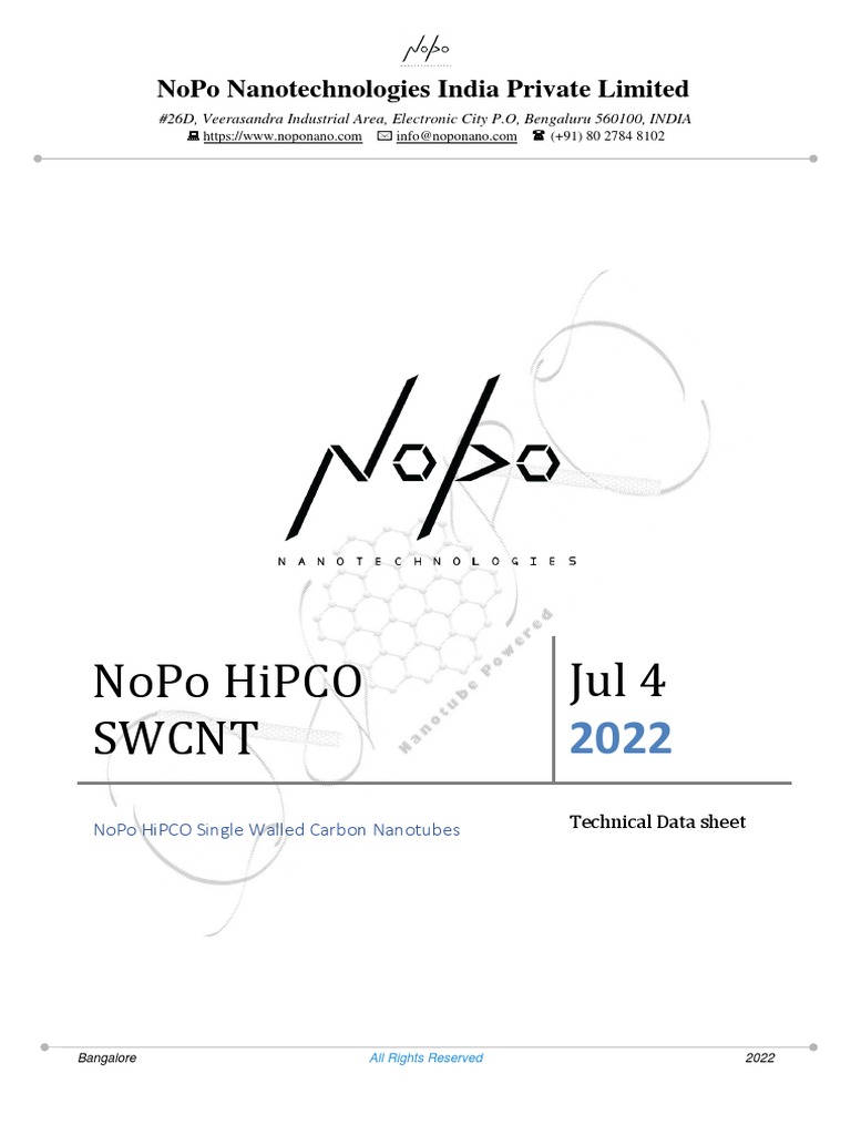 HiPCO Datasheet As-Produced | PDF | Carbon Nanotube | Firefighting