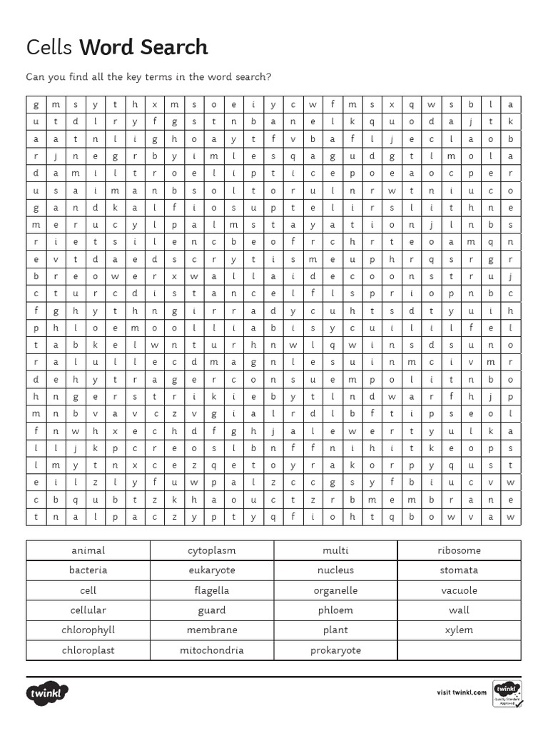 t3 SC 494 Cells Word Search - Ver - 1 | PDF | Biología | Naturaleza