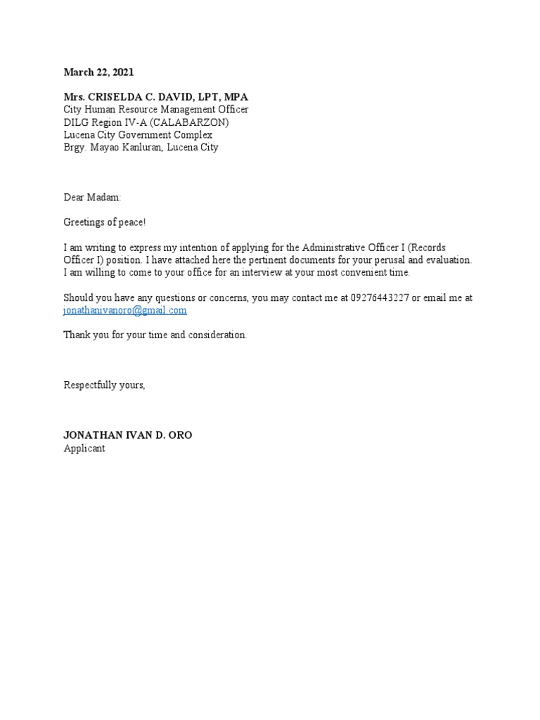 Administrative Officer I Records Officer I LoT | PDF