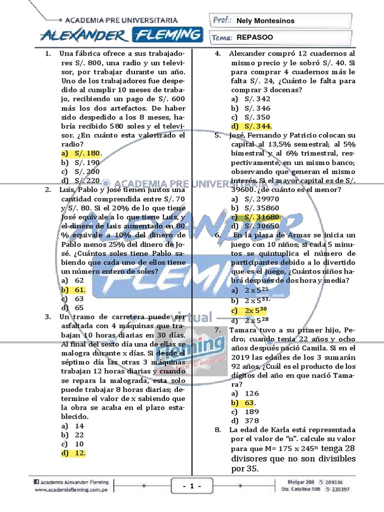 RM Repa | PDF | Matemática Elemental | Matemáticas