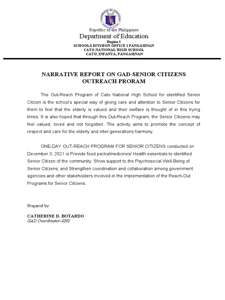 Narrative Report Senior Citizen | PDF