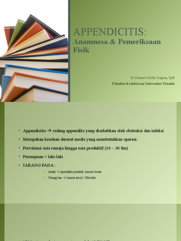 Appendicitis, Anamnesa Dan Pemeriksaan Fisik | PDF