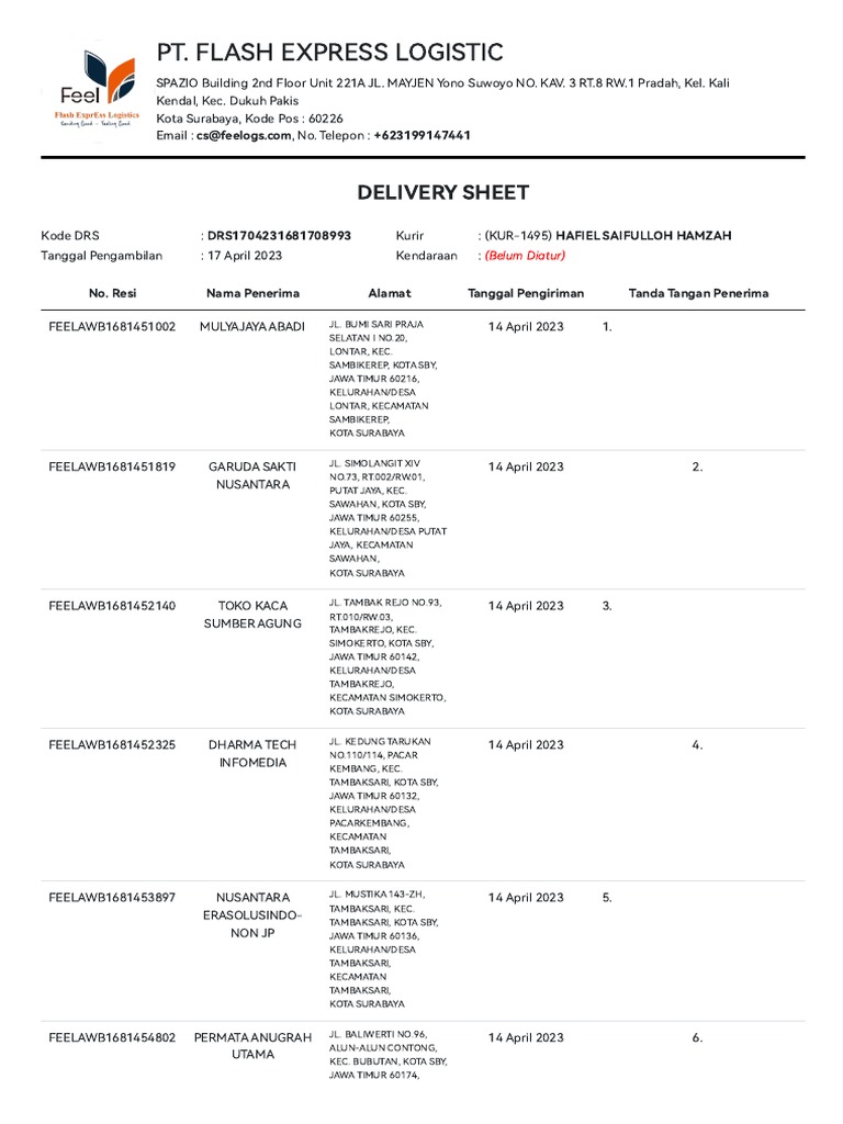 Cetak Delivery Sheets Fasta | PDF