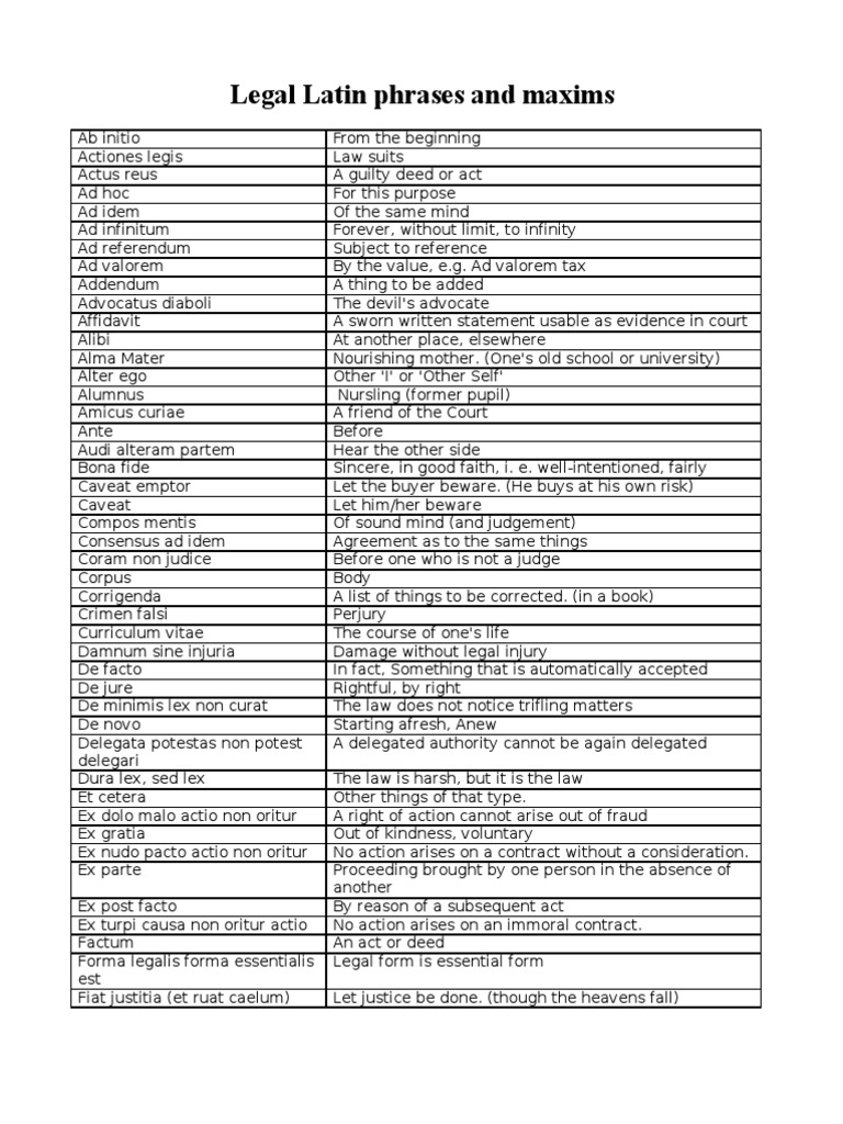 Legal Latin Phrases and Maxims | PDF | Precedent | Public Law