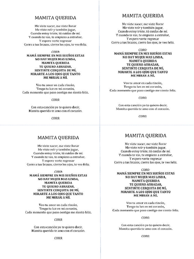 Canción Mamita Querida Pdf