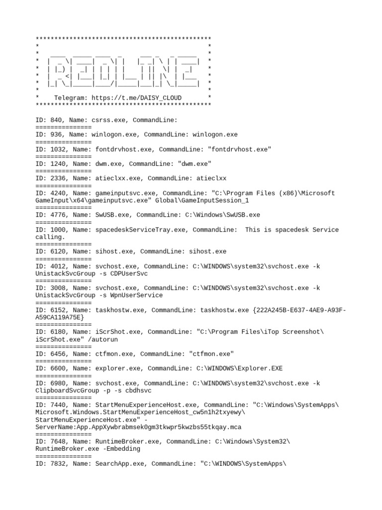 Process List | PDF | Command Line Interface | Microsoft Windows