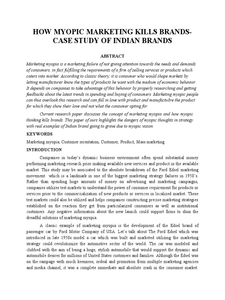 How Myopic Marketing Kills Brands-Case Study of Indian Brands | PDF | Compact Fluorescent Lamp ...