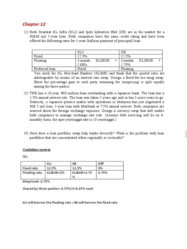 Financial Derivative (T12 Ans) | PDF | Swap (Finance) | Loans