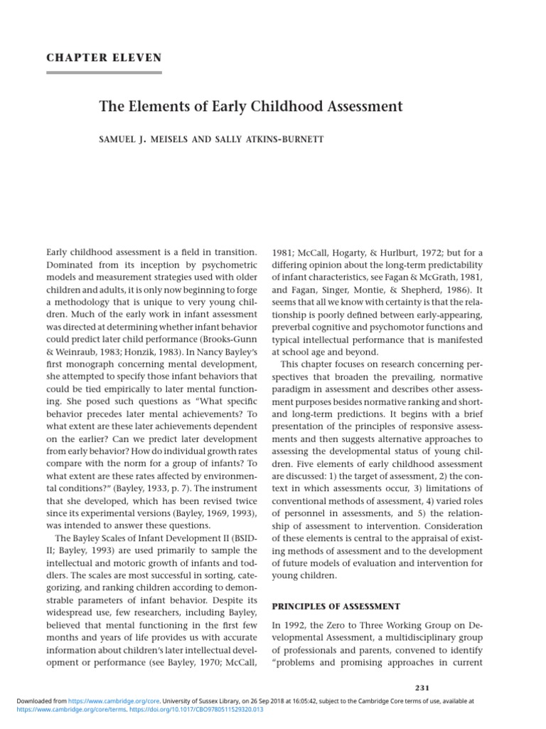 Chapter 11 The Elements of Early Childhood Assessment | PDF