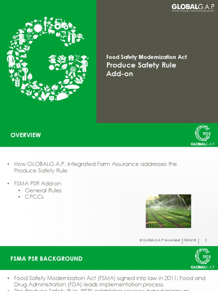 GG FSMA PSR Add On Presentation | PDF | Audit | Water Quality