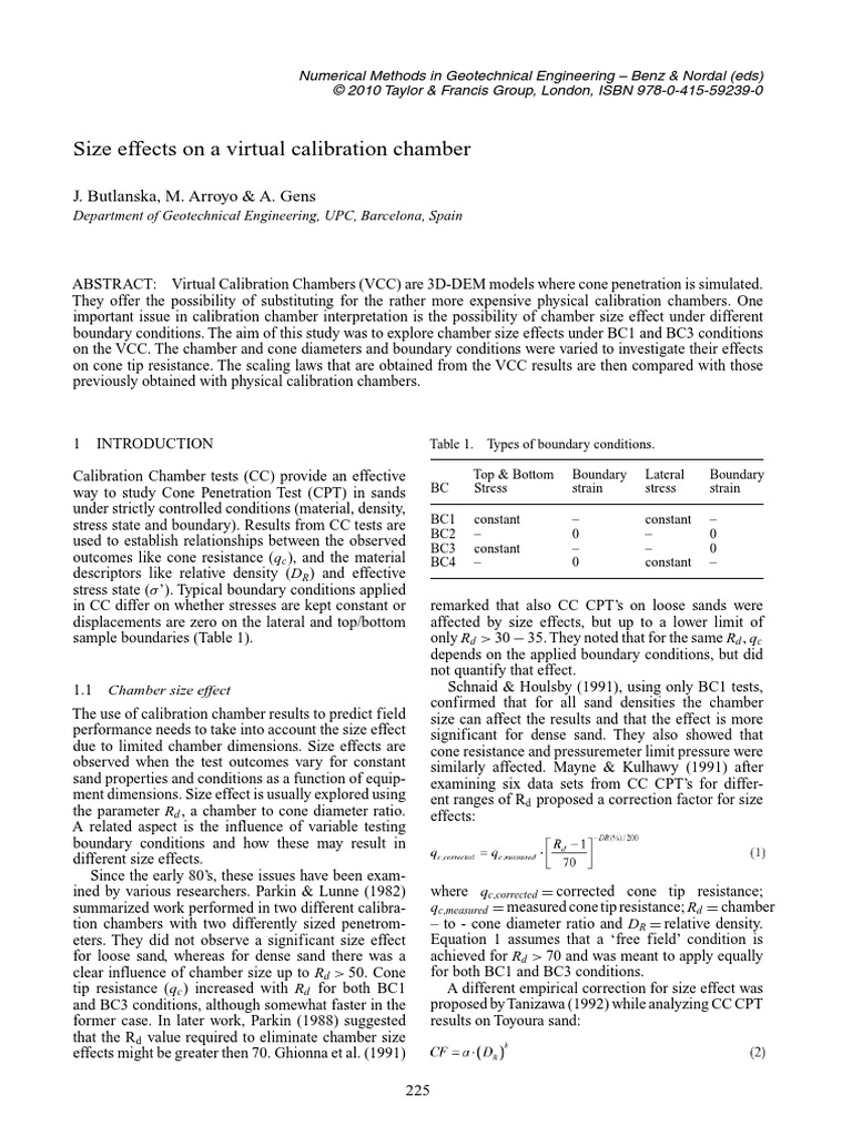 Size Effects On A Virtual Calibration CH | PDF | Density | Geotechnical Engineering