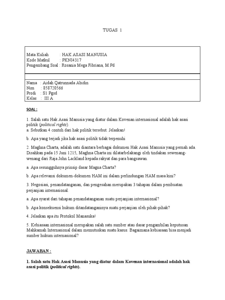 Contoh dan Relevansi Hak Politik HAM | PDF