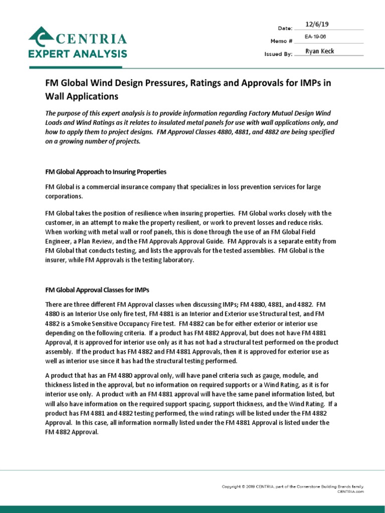 FM Global Ratings for IMP Wall Applications | PDF