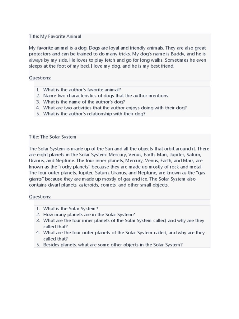 Grade 3 Reading Comprehension | PDF