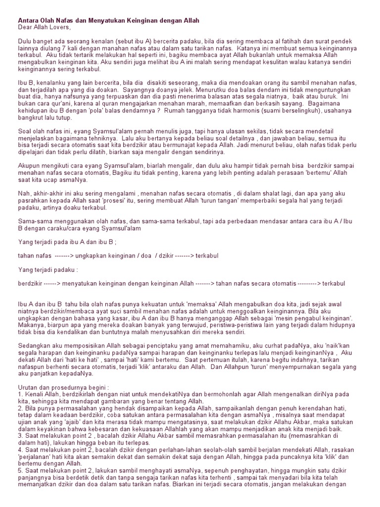 Olah Nafas Dan Bersat Dengan Allah | PDF
