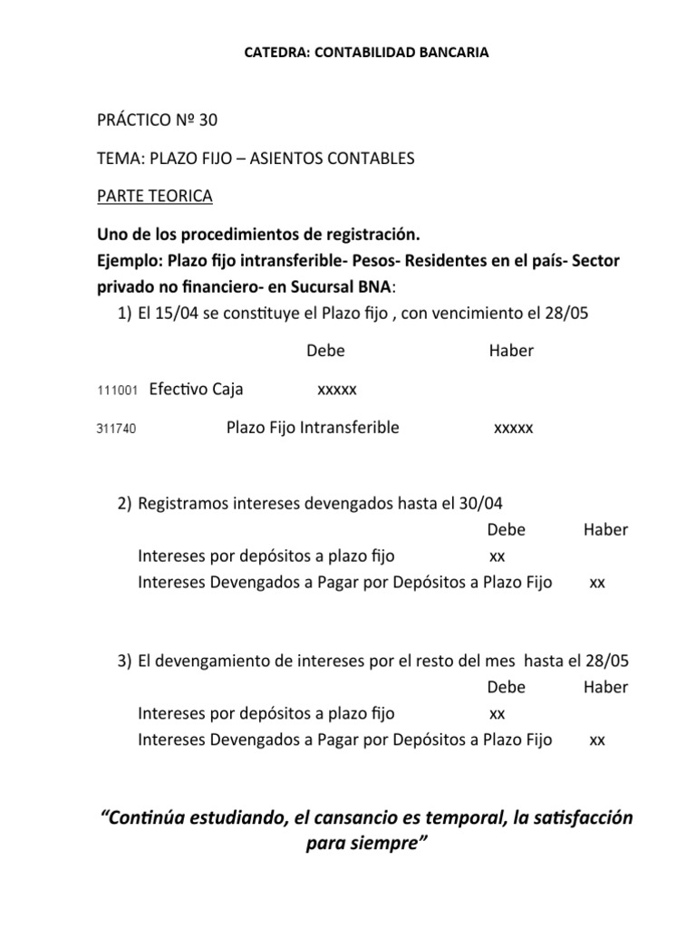TP N 29 Asientos - Plazo Fijo | PDF | Contabilidad | Dinero